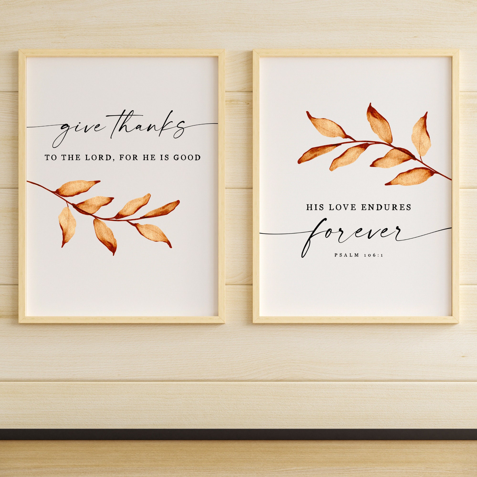 PSALM 106:1 Christian Wall Decor Set of 2 Bible Verse Printable Wall ...