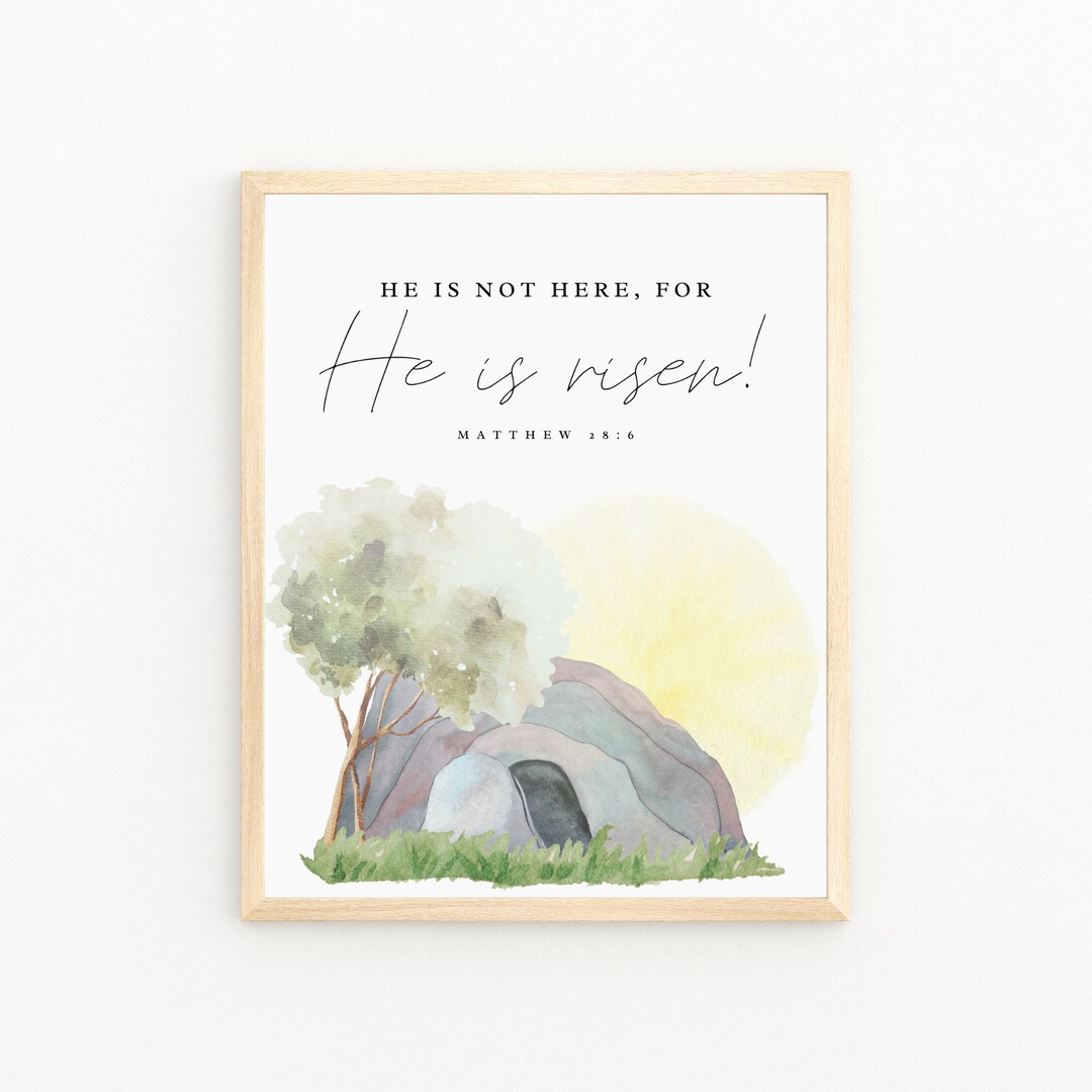 He is Not Here for He is Risen Matthew 28:6 Easter Wall Art, Christian ...