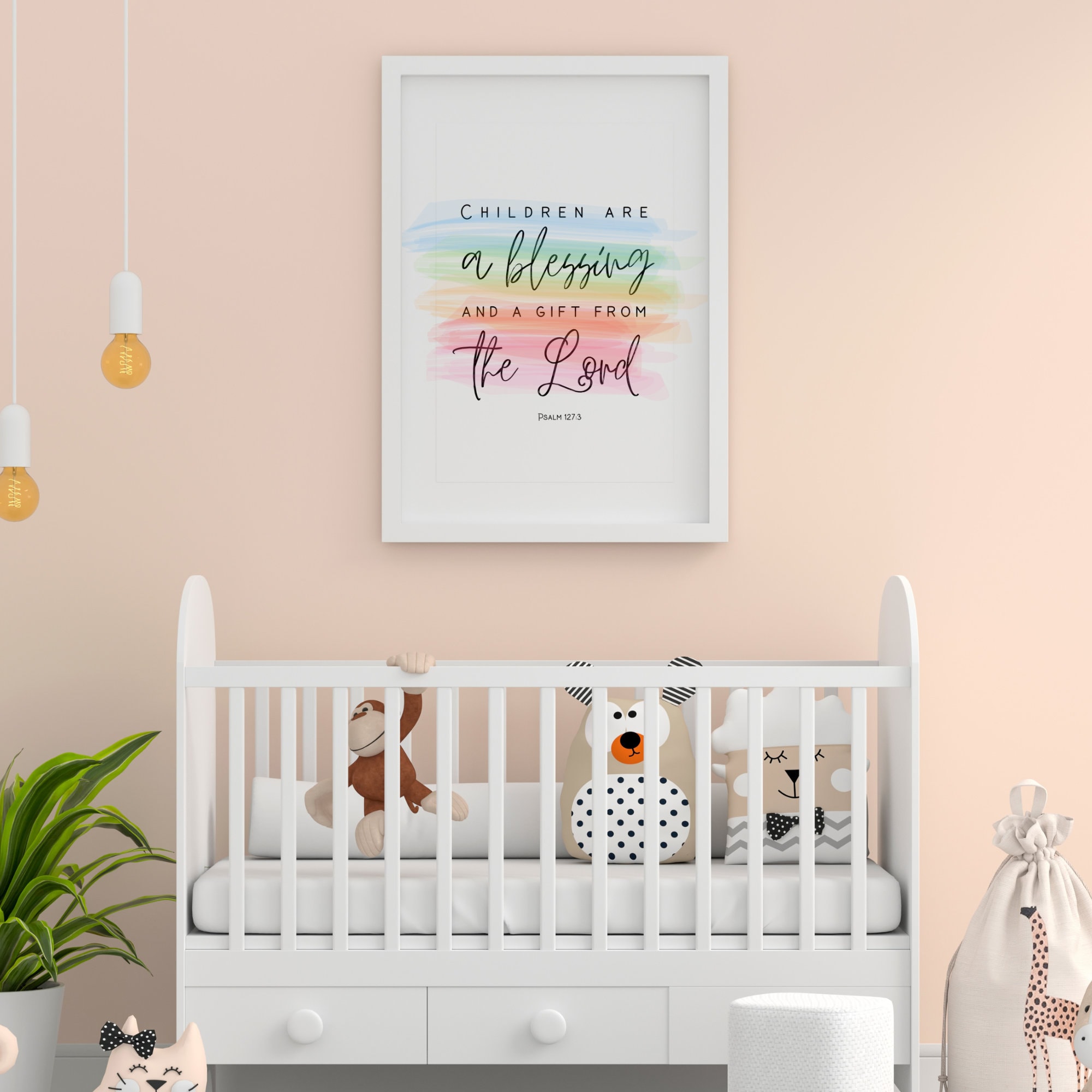 Psalm 127:3 Wall Art Print Watercolor Rainbow | Bible Verse Printable ...