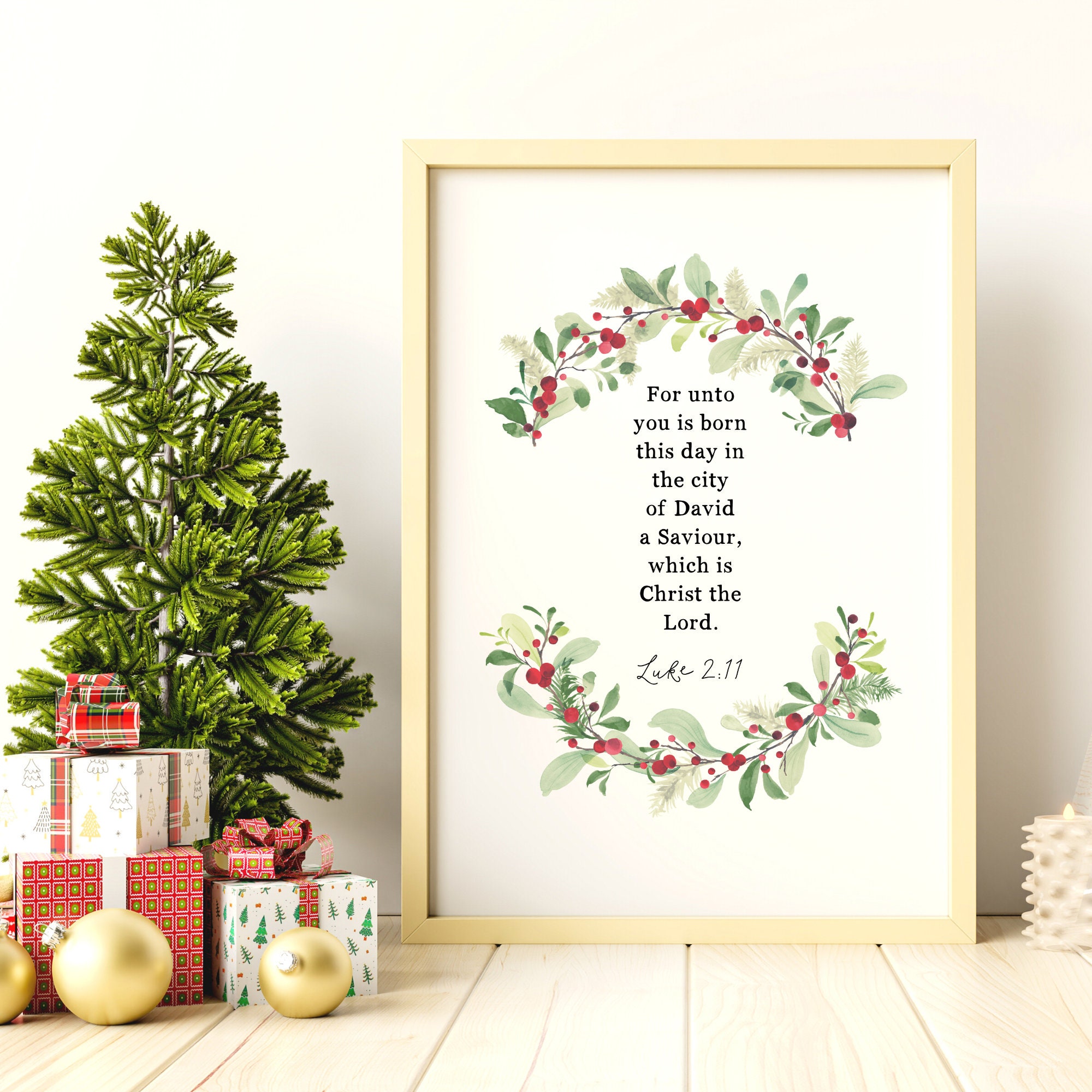 LUKE 2:11 Christmas Bible Verse Print Bible Verse Printable Wall Art ...