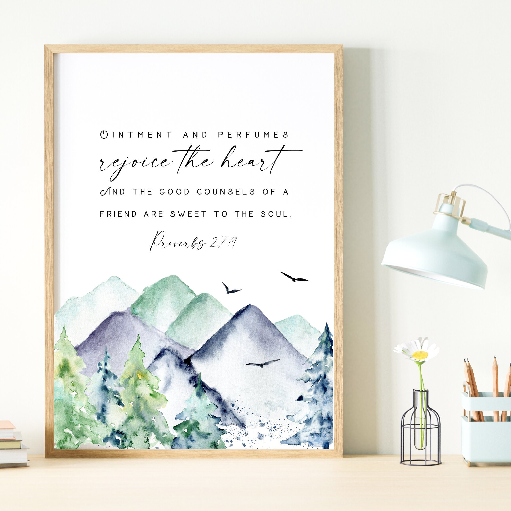 Proverbs 27:9 Christian Artwork Printable Bible Verse Wall Art - Etsy