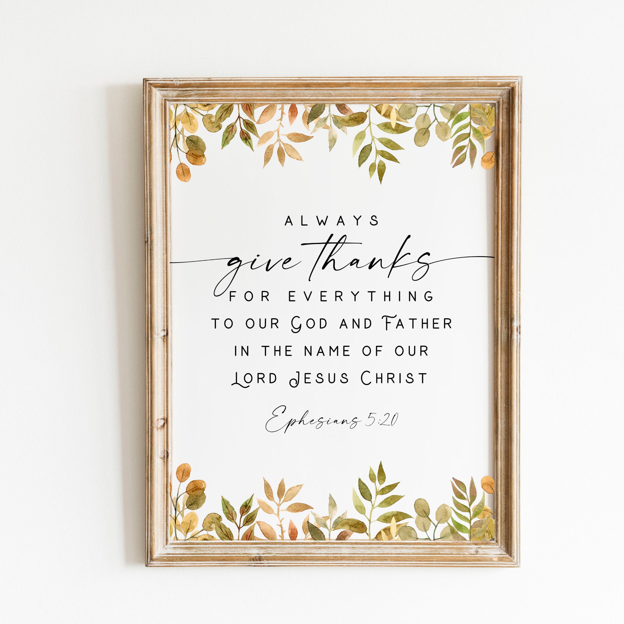 EPHESIANS 5:20 Give Thanks Scripture Print Bible Verse Printable Wall ...