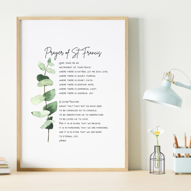 Prayer of St Francis Wall Art Printable Saint Francis Peace - Etsy