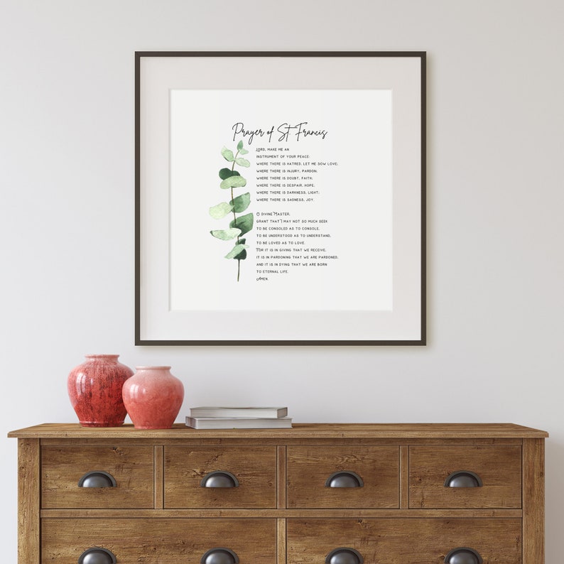 Prayer of St Francis Wall Art Printable Saint Francis Peace - Etsy
