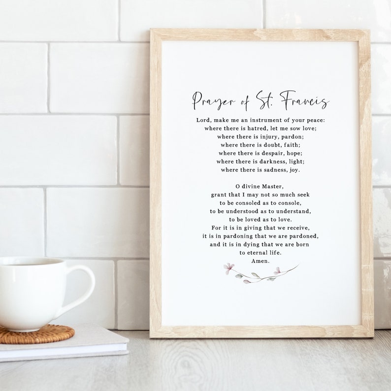 Prayer of St Francis Wall Art Printable | Saint Francis Peace Prayer Minimalist Art | Christian ...