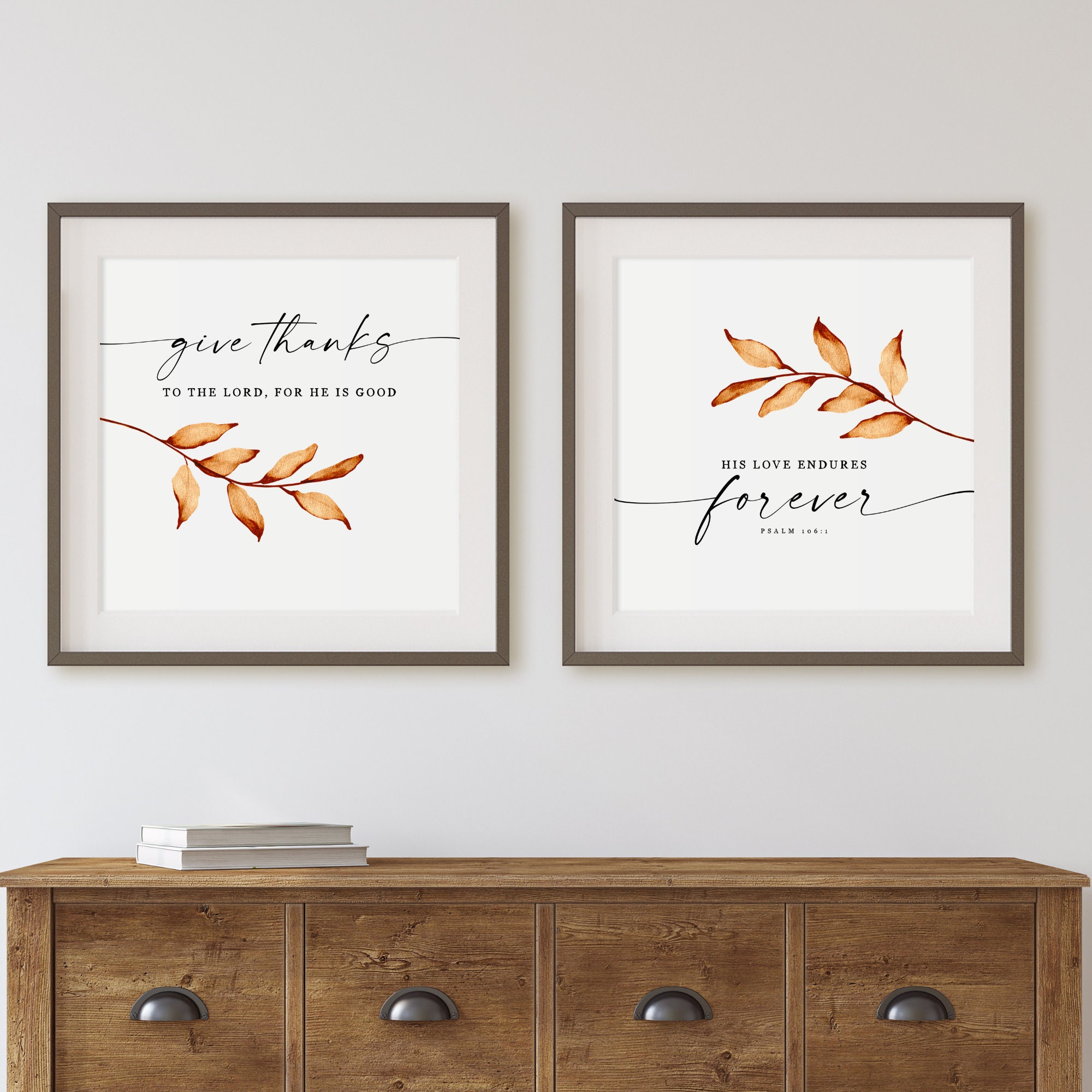 PSALM 106:1 Christian Wall Decor Set of 2 Bible Verse Printable Wall ...