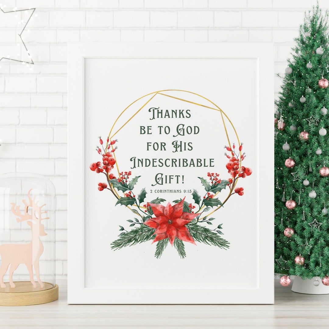 2 CORINTHIANS 9:15 Christmas Bible Verse Print | Bible Verse Printable ...