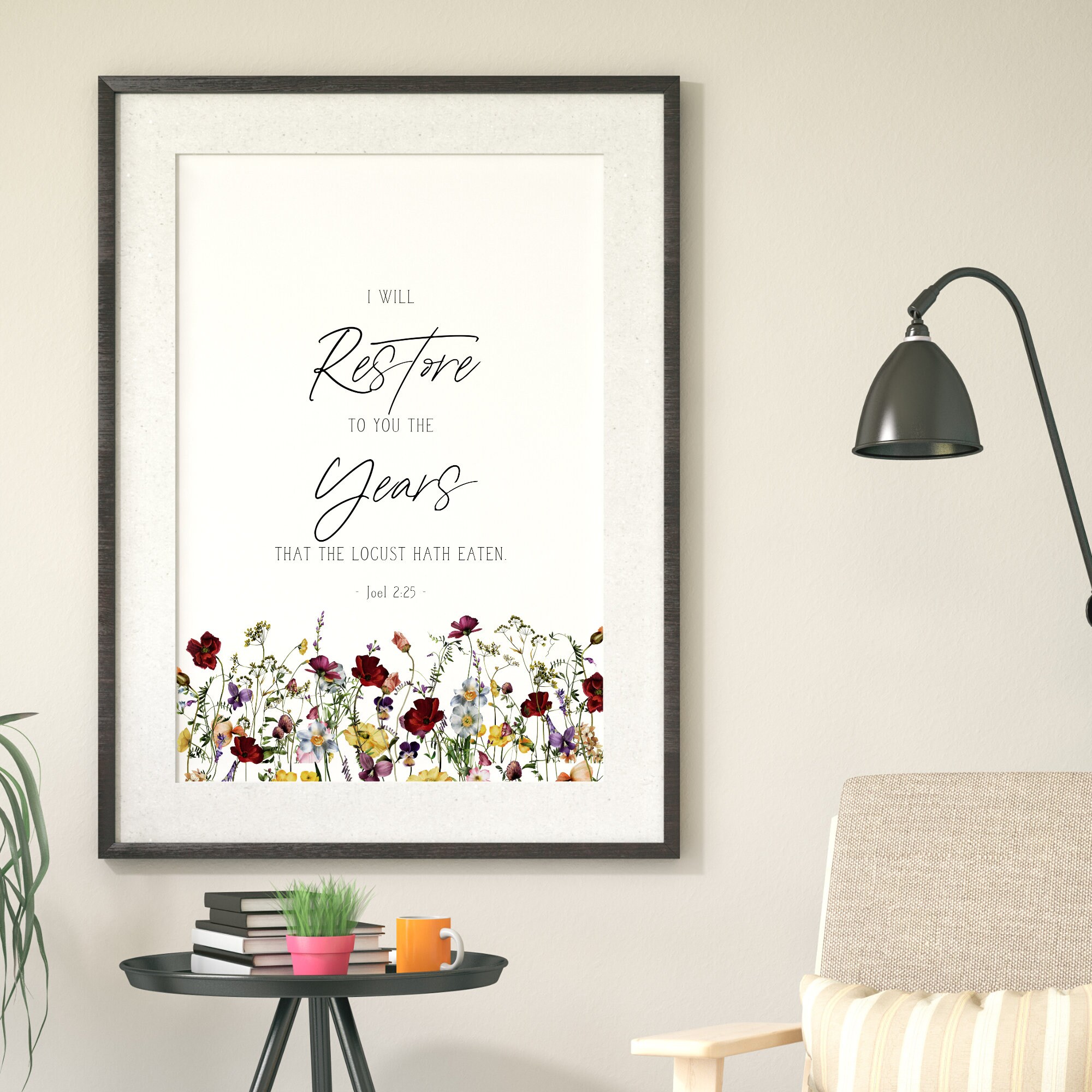 JOEL 2:25 Scripture Wall Decor | Bible Verse Printable Wall Art | I ...