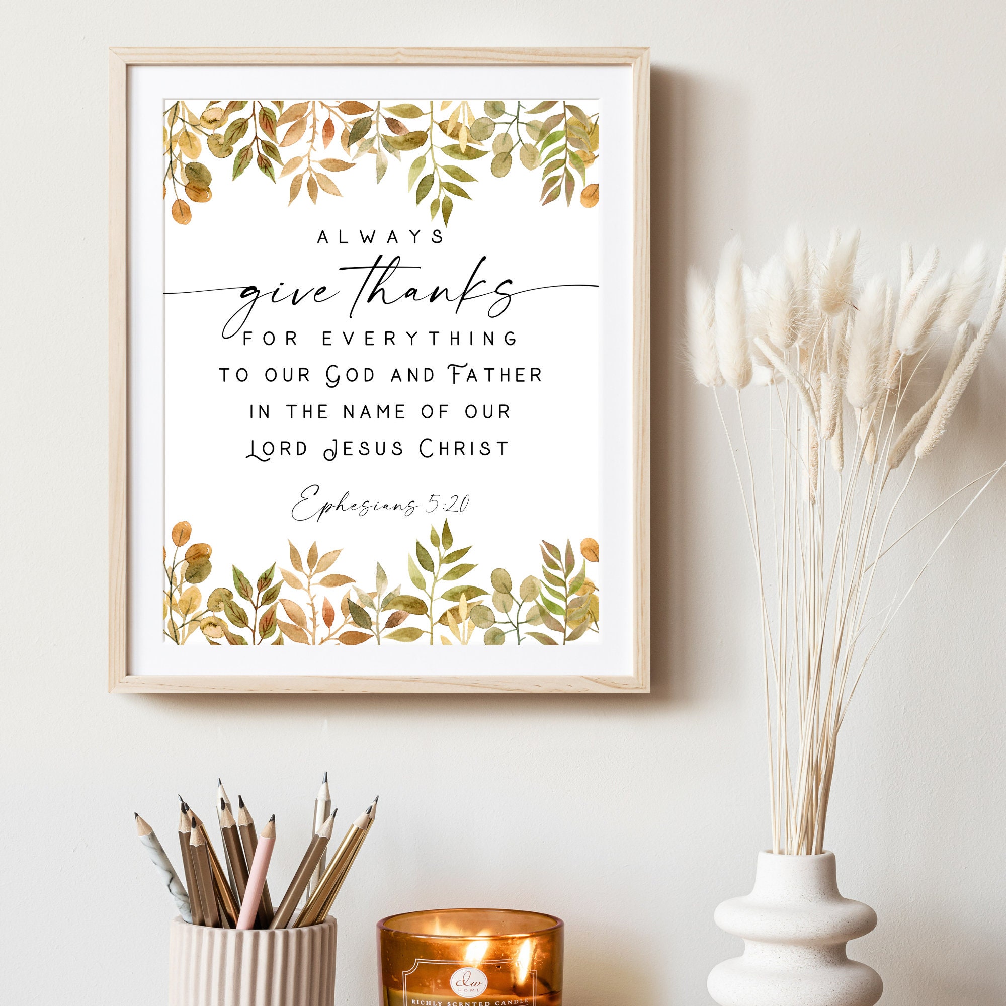 EPHESIANS 5:20 Give Thanks Scripture Print Bible Verse Printable Wall ...
