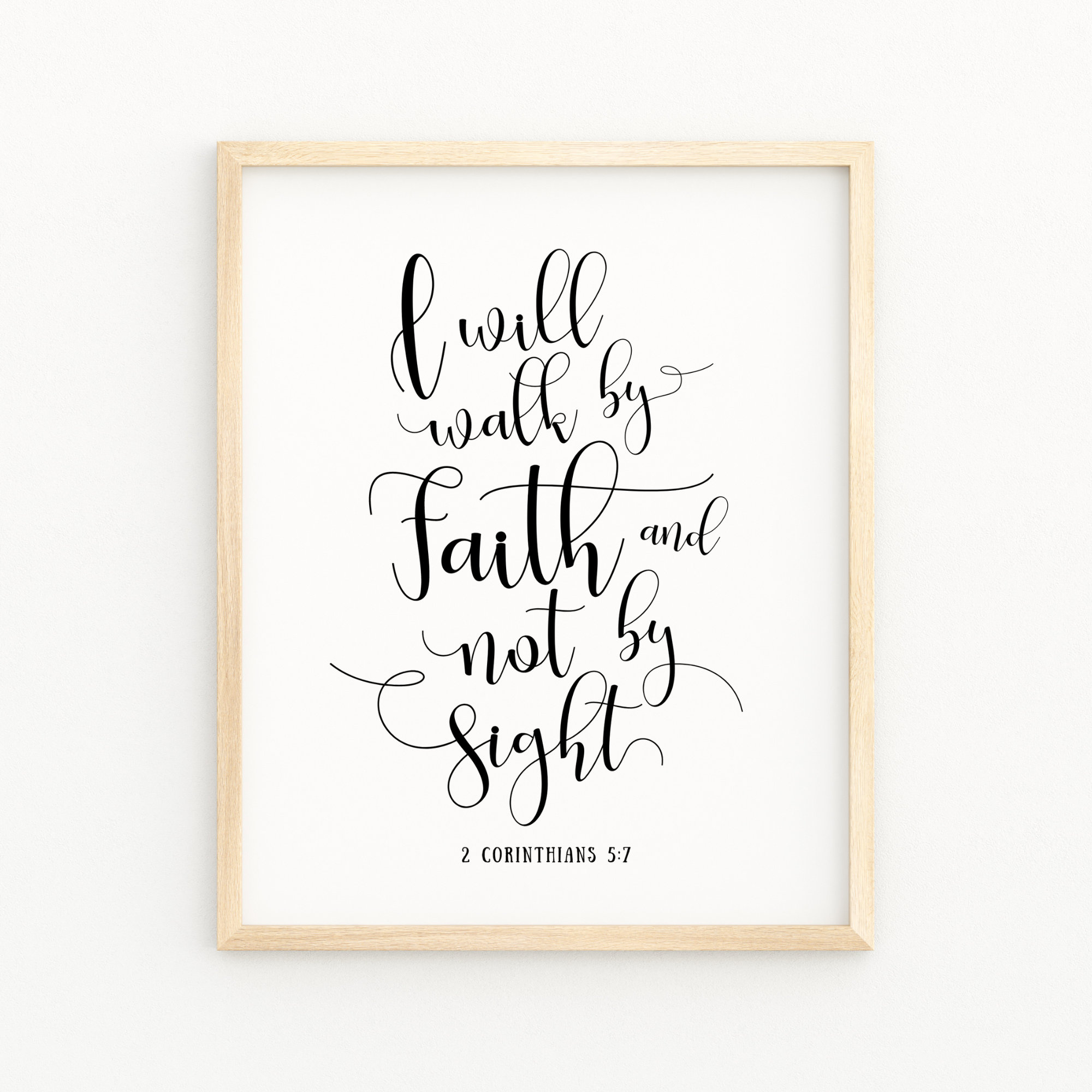 2 CORINTHIANS 5:7 Christian Calligraphy Print | Bible Verse Printable ...