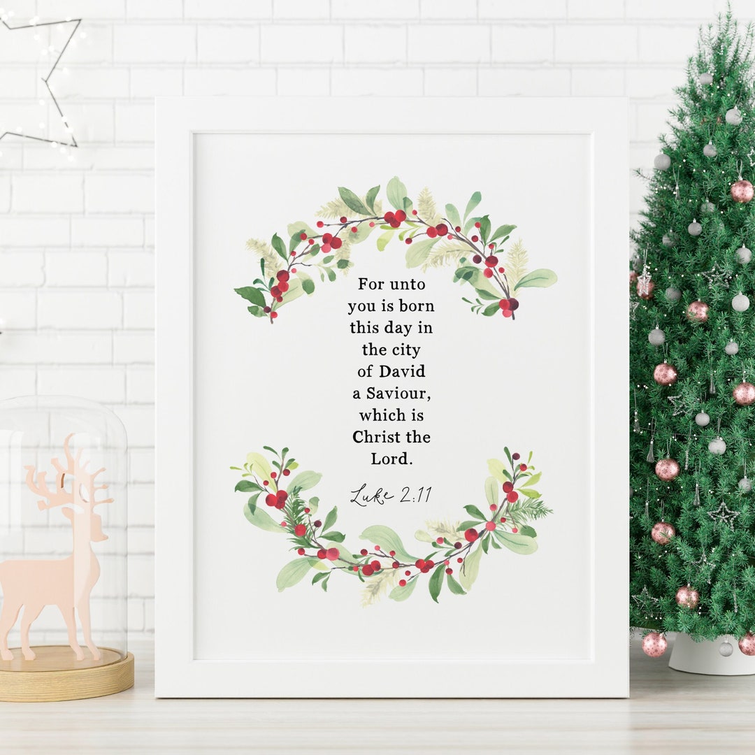 LUKE 2:11 Christmas Bible Verse Print | Bible Verse Printable Wall Art ...