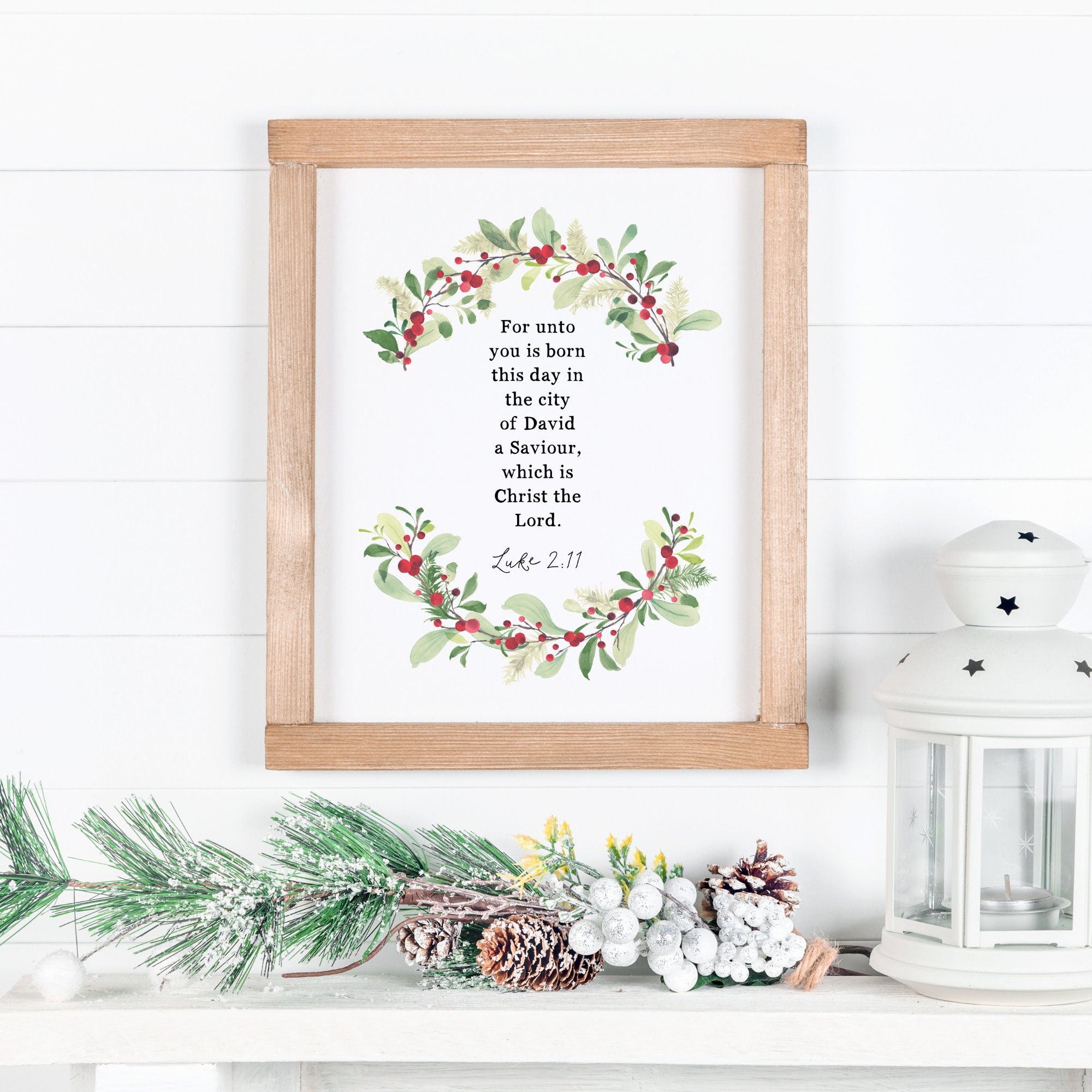 LUKE 2:11 Christmas Bible Verse Print Bible Verse Printable Wall Art ...