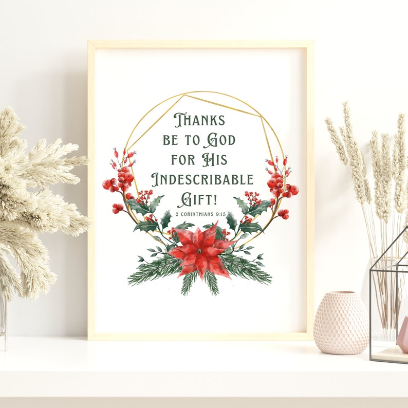 2 CORINTHIANS 9:15 Christmas Bible Verse Print Bible Verse Printable ...