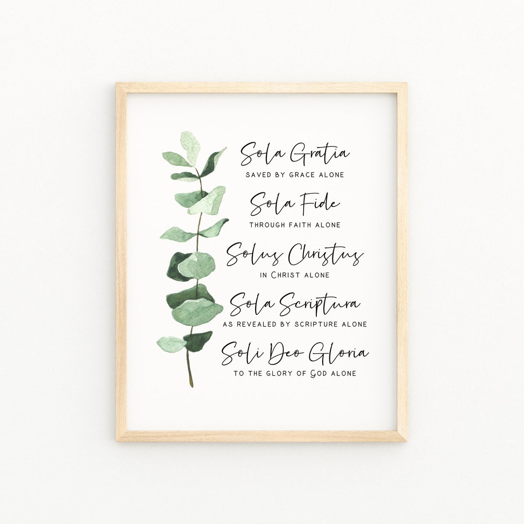 5 Solas Print Five Solas Poster Reformed Theology Reformation Wall Art ...