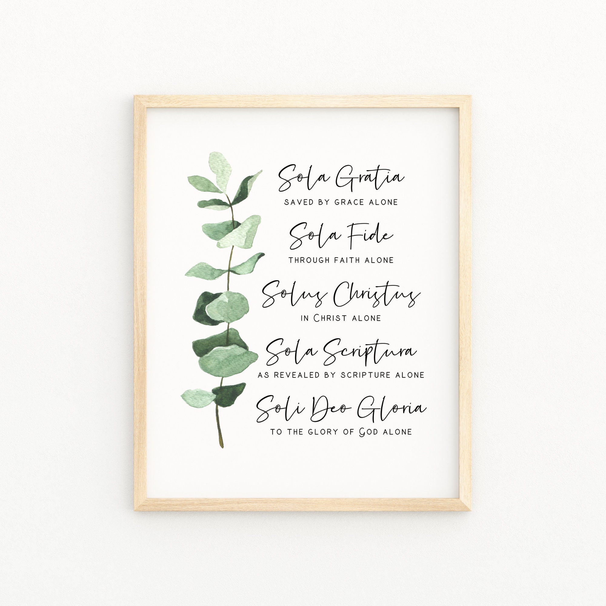 5 Solas Print Five Solas Poster Reformed Theology Reformation Wall Art ...