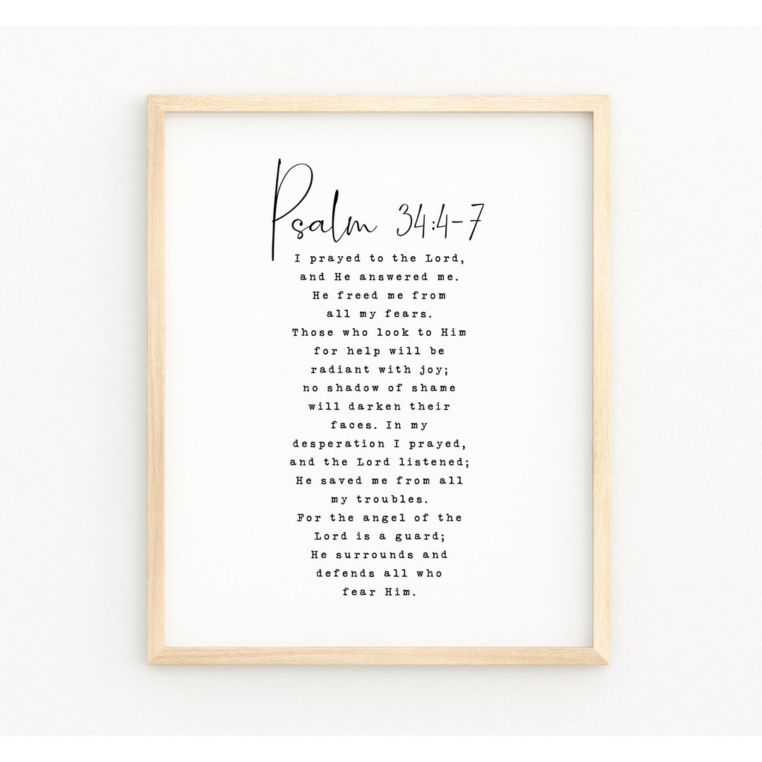 PSALM 34:4-7 Christian Wall Decor | Bible Verse Printable Wall Art | I ...