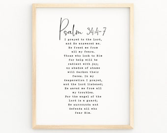 Scripture Print Psalm 34:4 Bible Verse Wall Art Christian - Etsy