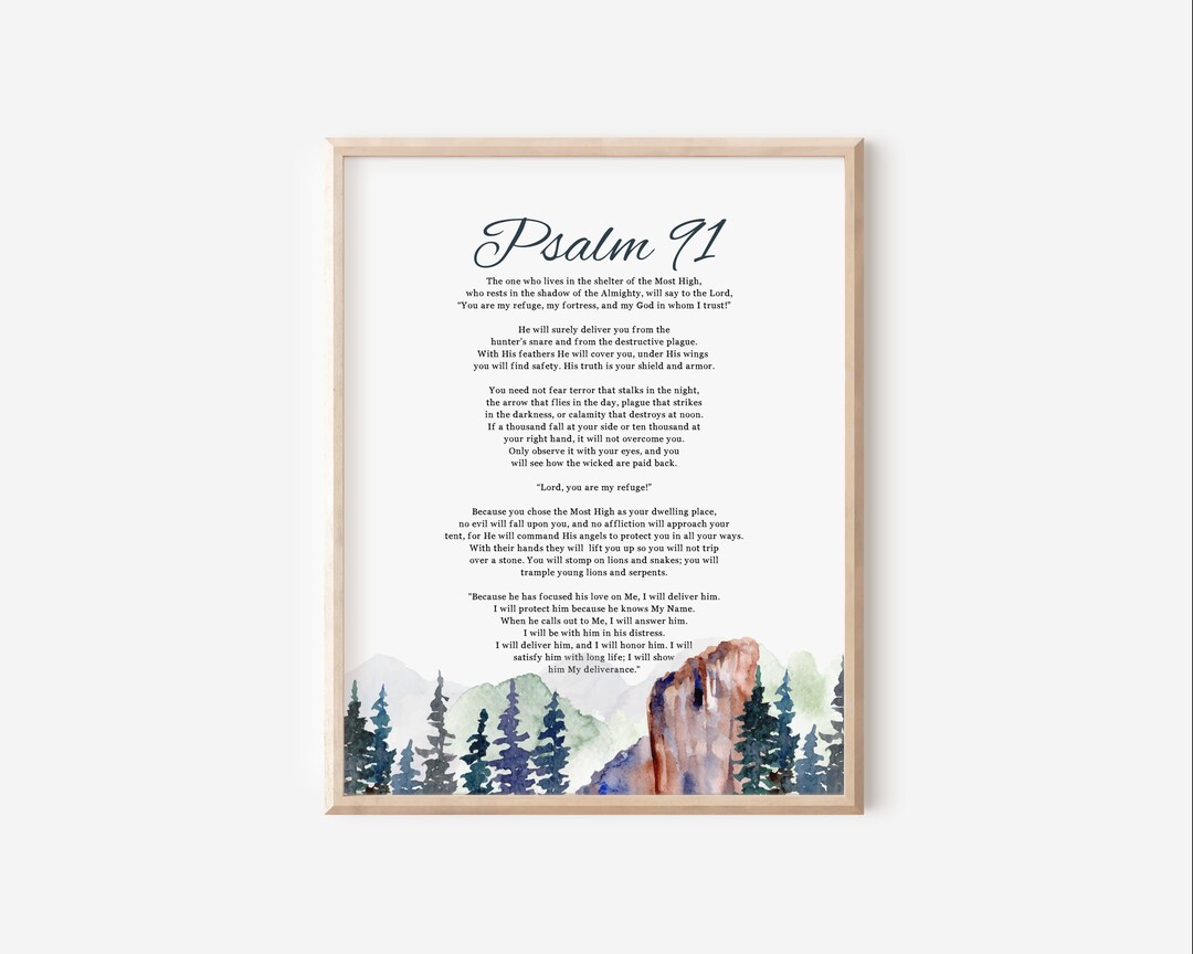 PSALM 91 Wall Art | Bible Verse Printable Wall Art | Psalm Poster for ...