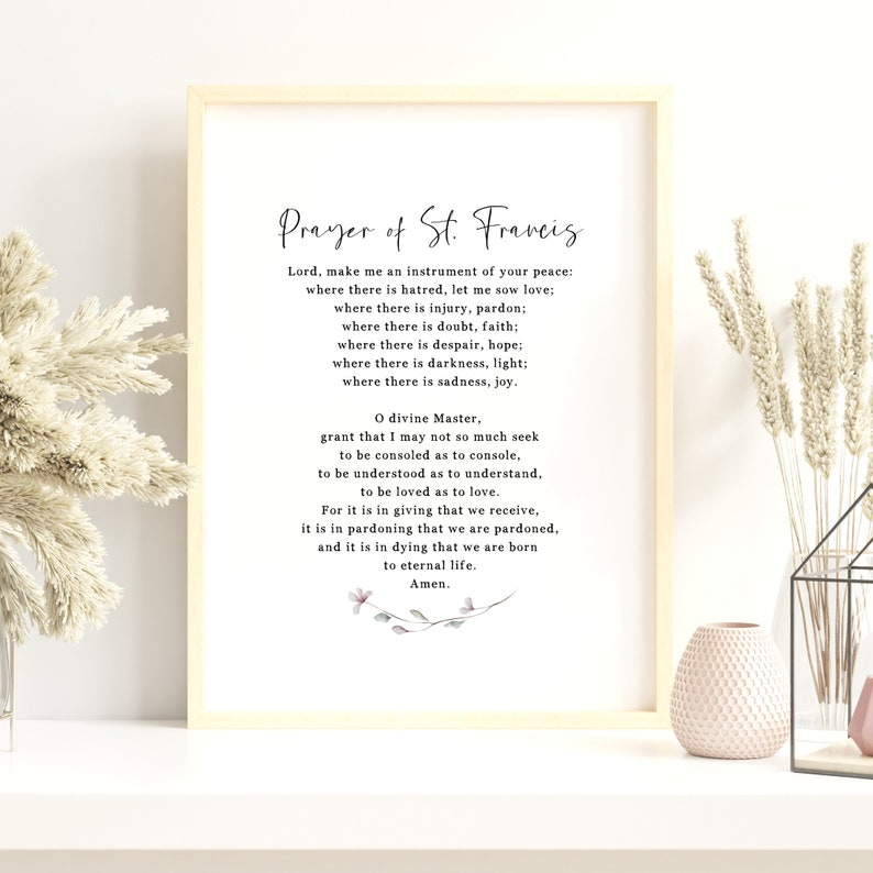 Prayer of St Francis Wall Art Printable | Saint Francis Peace Prayer ...