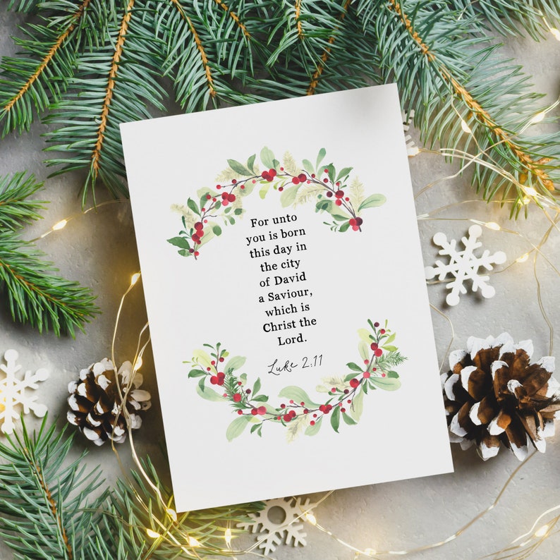LUKE 2:11 Christmas Bible Verse Print Bible Verse Printable Wall Art ...