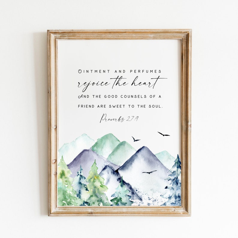 Proverbs 27:9 Christian Artwork Printable Bible Verse Wall Art Decor ...
