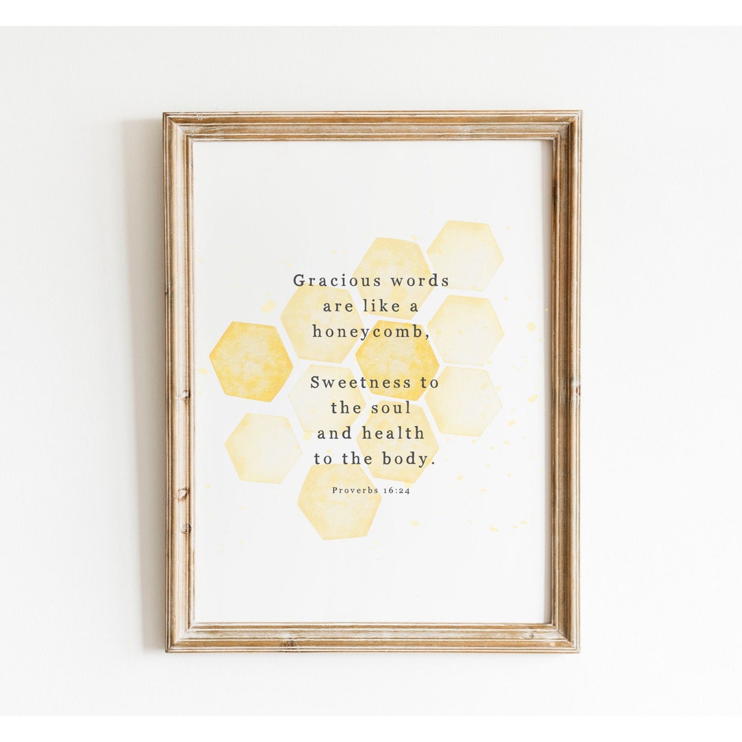 PROVERBS 16:24 Kind Words Are Like Honey | Watercolor Bible Verse ...