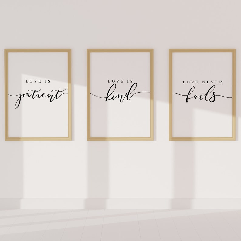 Bible Verse Printable Wall Art Set of 3 | Love is Patient, Love is Kind ...
