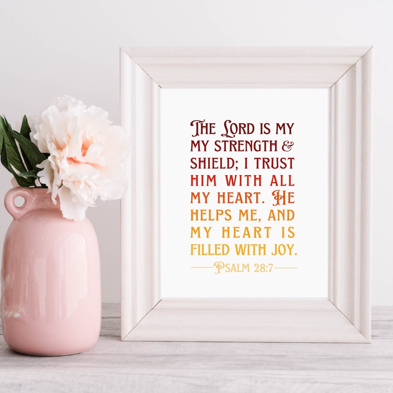 PSALM 28:7 the Lord is My Strength & Shield Bible Verse - Etsy
