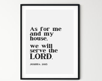 Joshua 24 15 Sign Faith Printable as for Me and My House - Etsy
