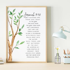 JEREMIAH 17:7-8 Scripture Home Decor | Bible Verse Printable Wall Art ...