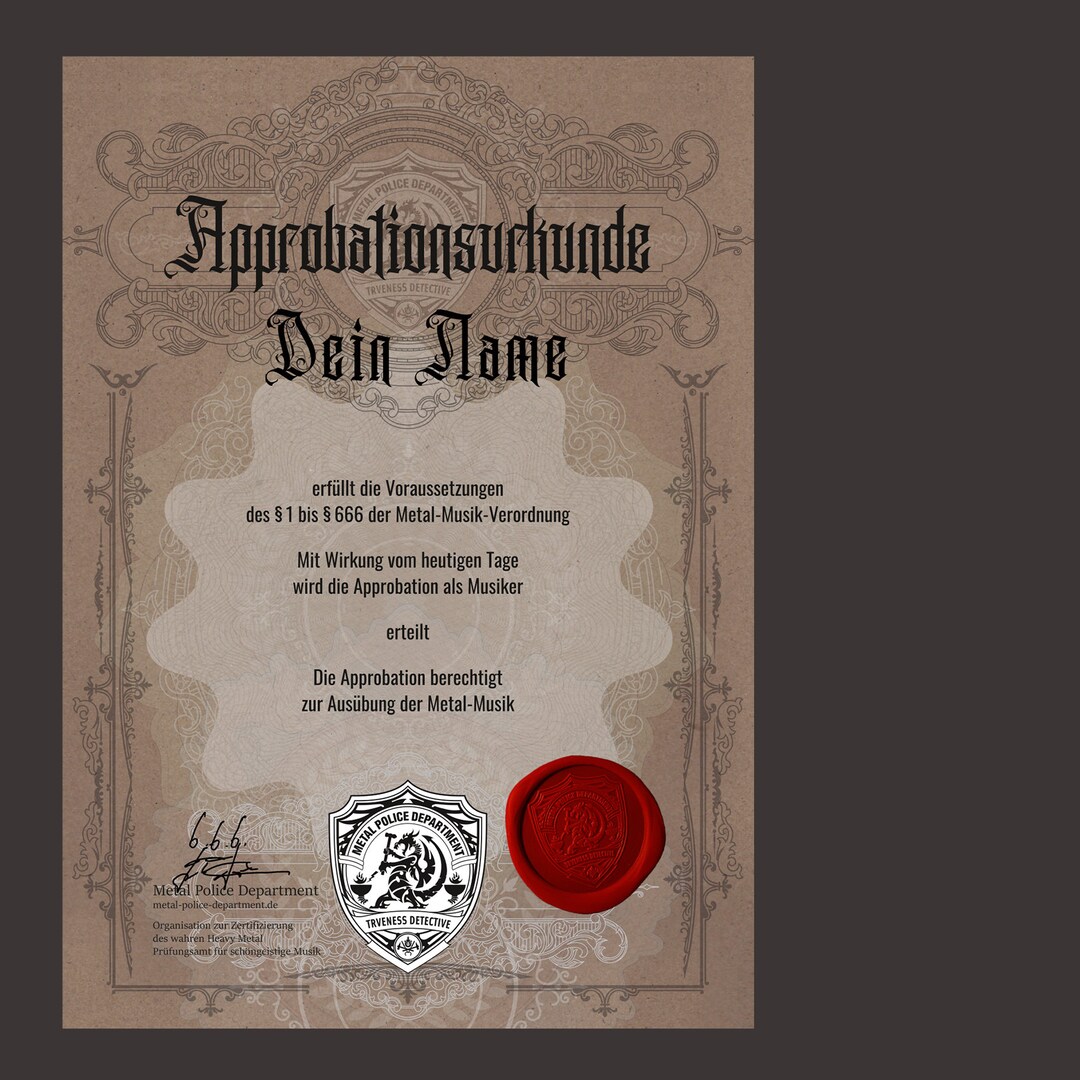 Metal Police Department Certificate - Etsy