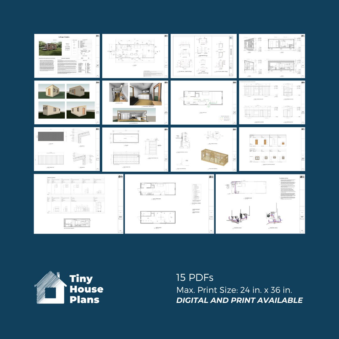 Urban Cabin, Tiny House on Foundation, Wooden Small Home Blueprints ...