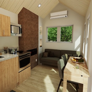 Petite Manor XS Tiny House Plans: 32x8x13 Micro Dwelling Blueprints ...