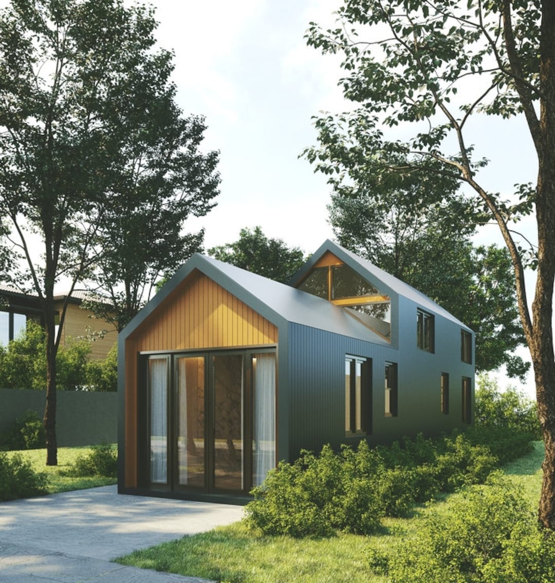 Modern Manor Tiny House Plans: 37x10 Small Home Blueprints (digital ...