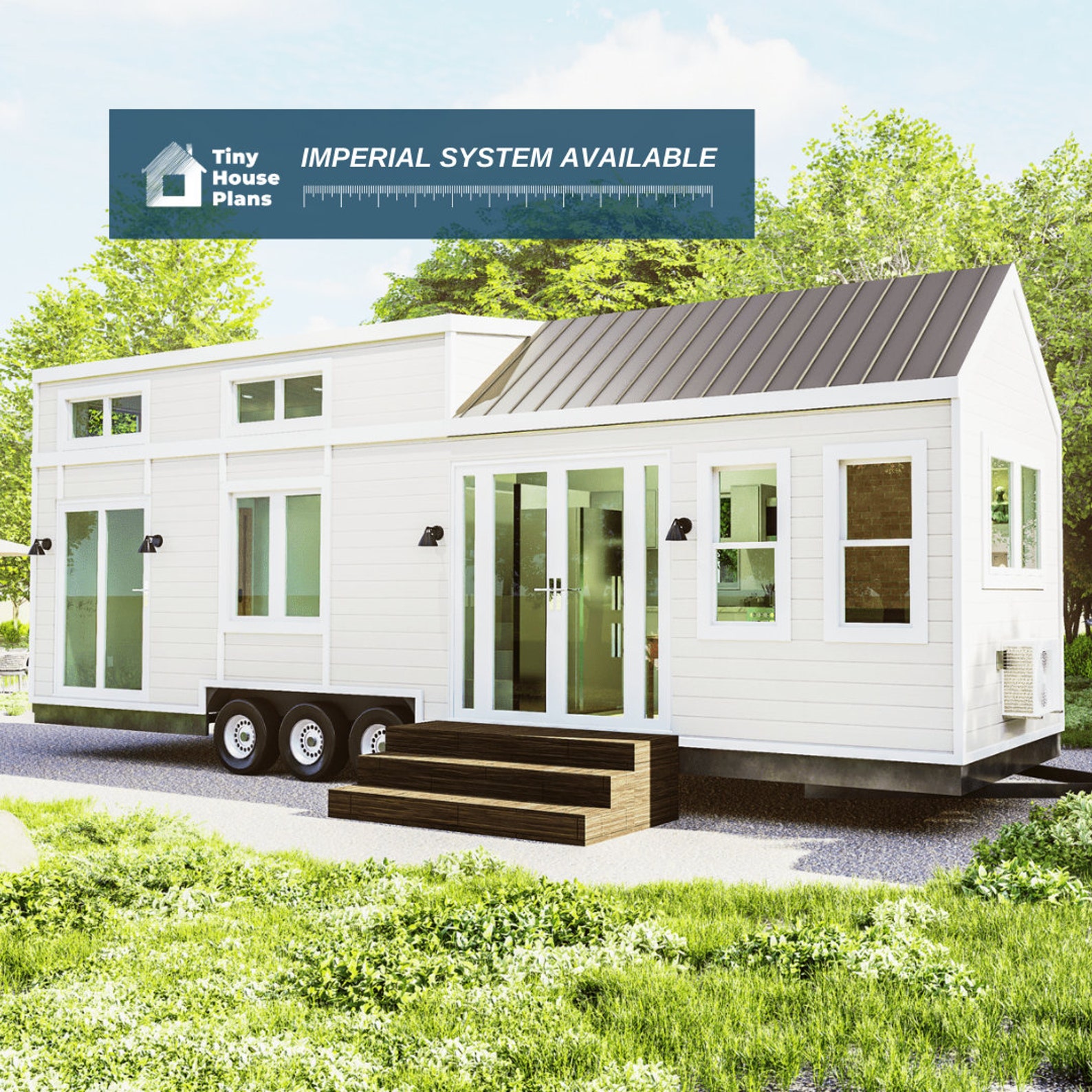 Petite Manor XS Tiny House Plans: 32x8x13 Micro Dwelling Blueprints ...