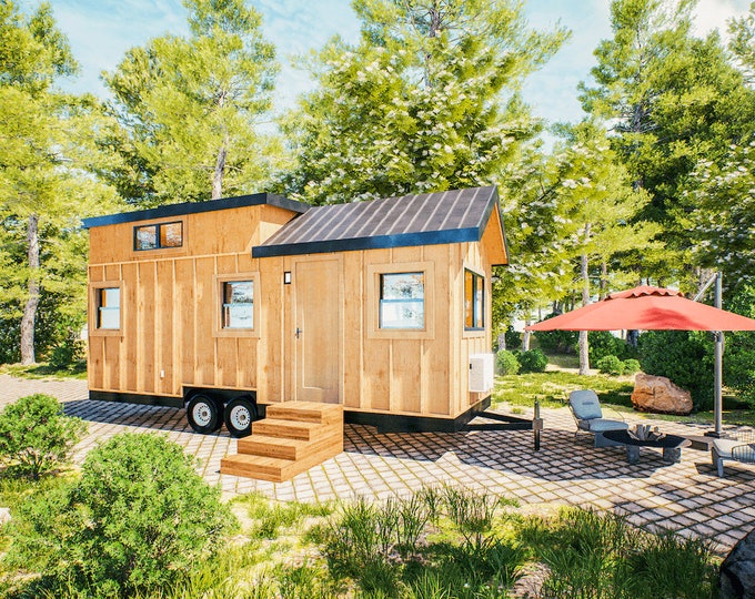 Petite Manor XS Tiny House Plans: 32x8x13 Micro Dwelling Blueprints ...