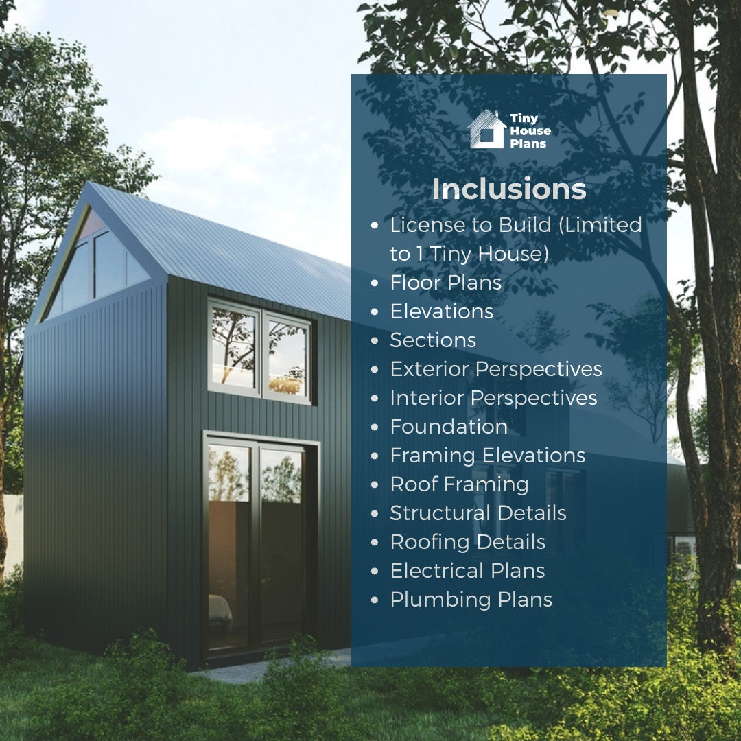Modern Manor Tiny House Plans: 37x10 Small Home Blueprints (digital ...