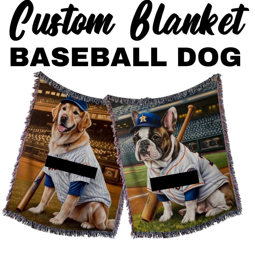 Custom Baseball Fan Blanket, Woven Dog Throw Blanket for Couch or Bed ...