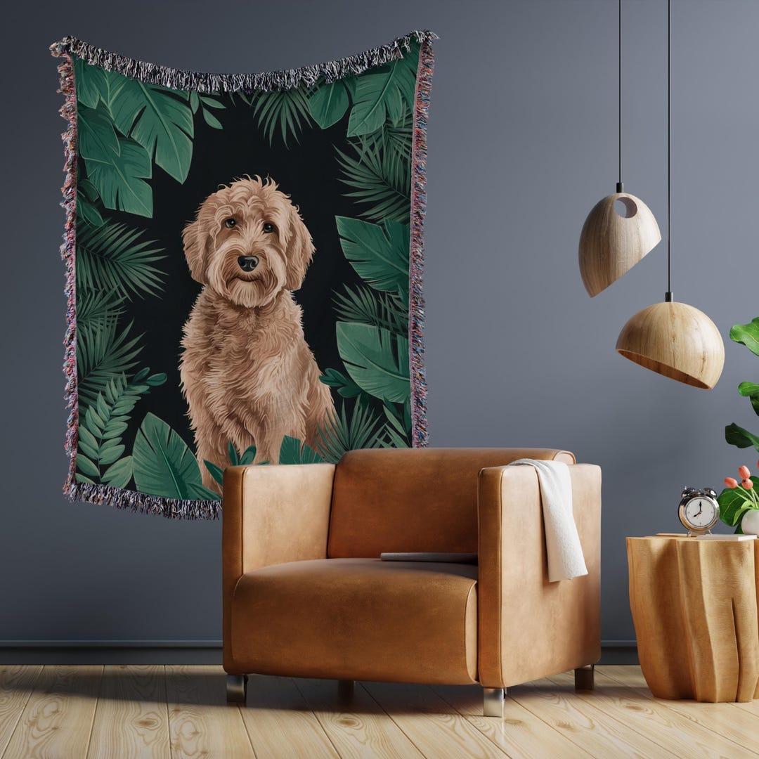 Goldendoodle Blanket, Woven Throw Blanket, Golden Doodle Tapestry, Lush ...