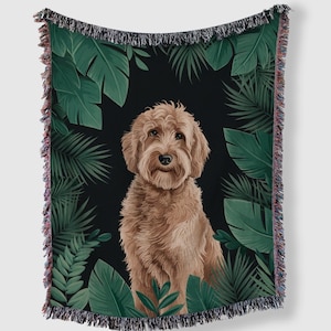 Goldendoodle Blanket, Woven Throw Blanket, Golden Doodle Tapestry, Lush ...