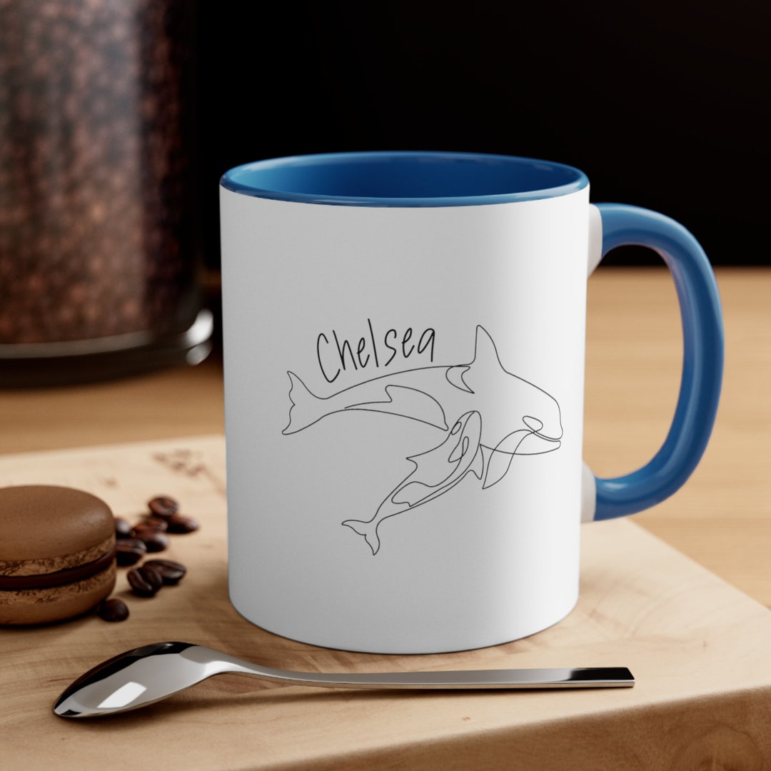 Personalized Orca Coffee Mug, Custom Killer Whale Gift, Orca Line Art ...