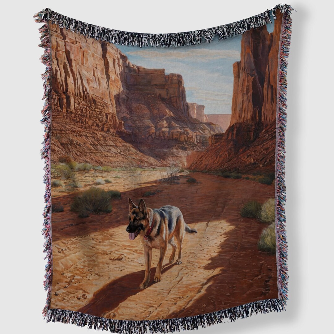 German Shepherd Desert Canyon Blanket, GSD Tapestry, German Shepherd ...