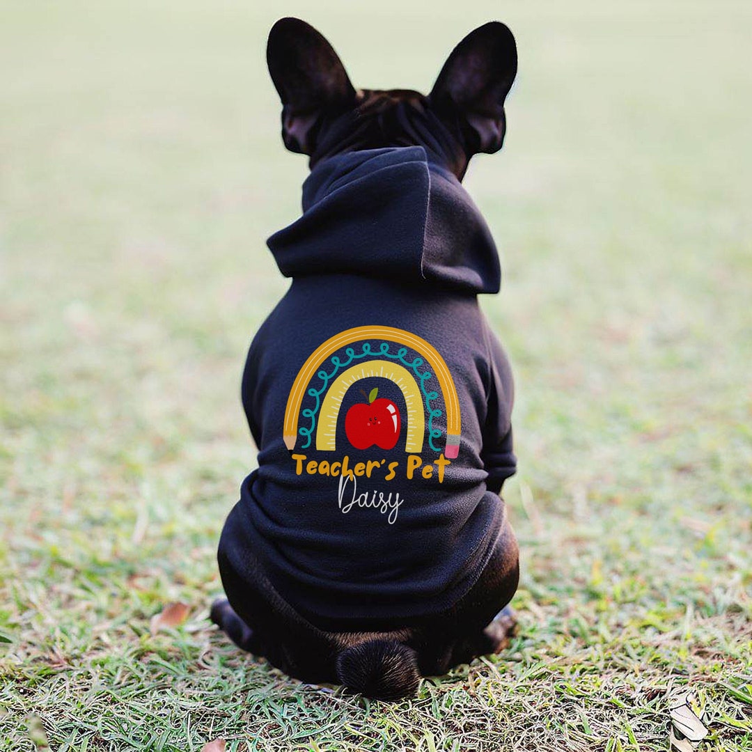 Elementary School Teacher Dog Sweater, Rainbow Teacher's Pet Hoodie ...