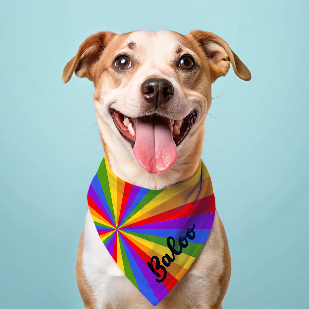Pride Custom Dog Bandana, Personalized Bandana for Dog Mom, Rainbow ...