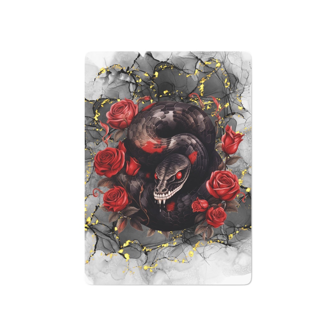 Black Snake With Red Roses Poker Cards - Etsy
