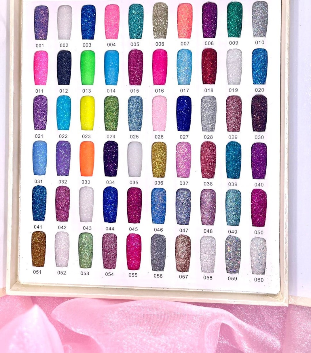 Sugar Glitter Press on Nails | Color Chart | Glitter Nails - Etsy