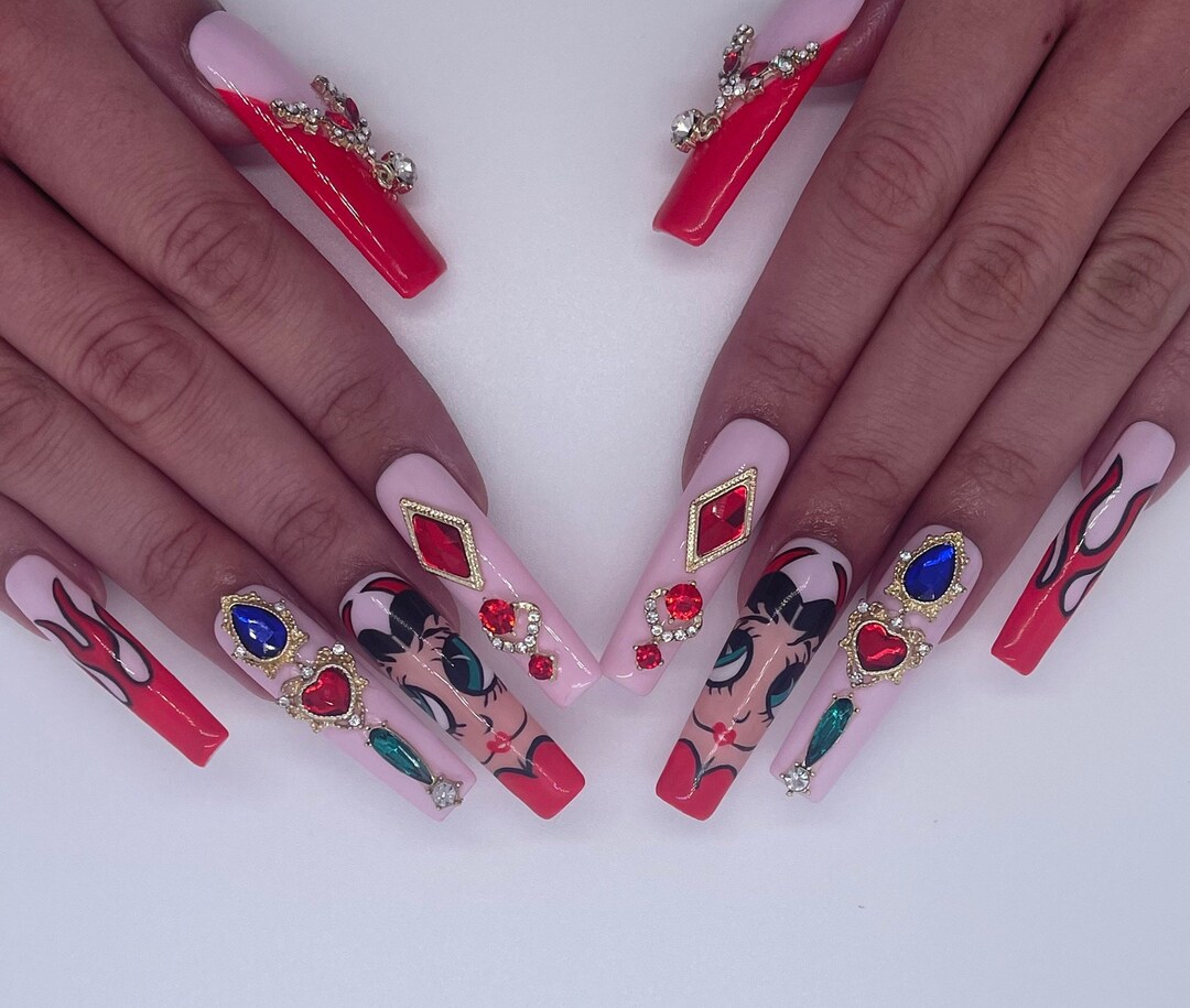 BADDIE BOOP | Betty Boop Press on Nails | Hand Painted Nails - Etsy