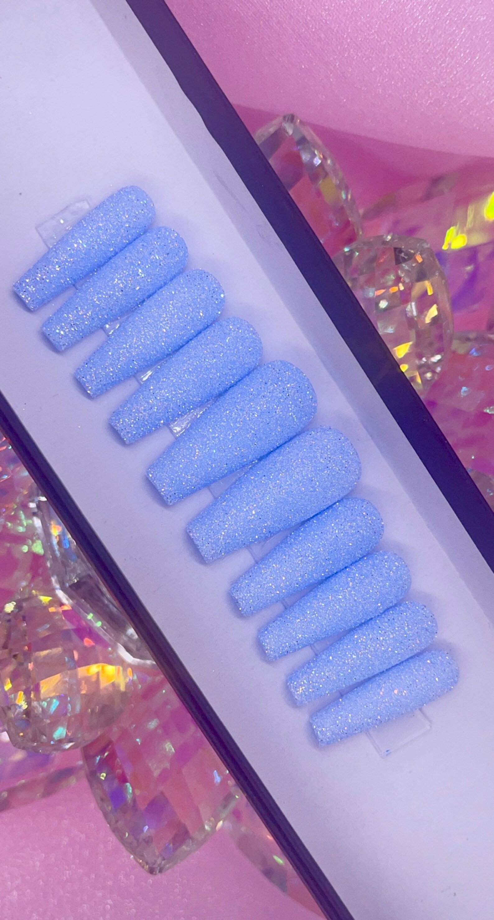 BLUE PRINCESS | Blue Sugar Glitter Press on Nails - Etsy