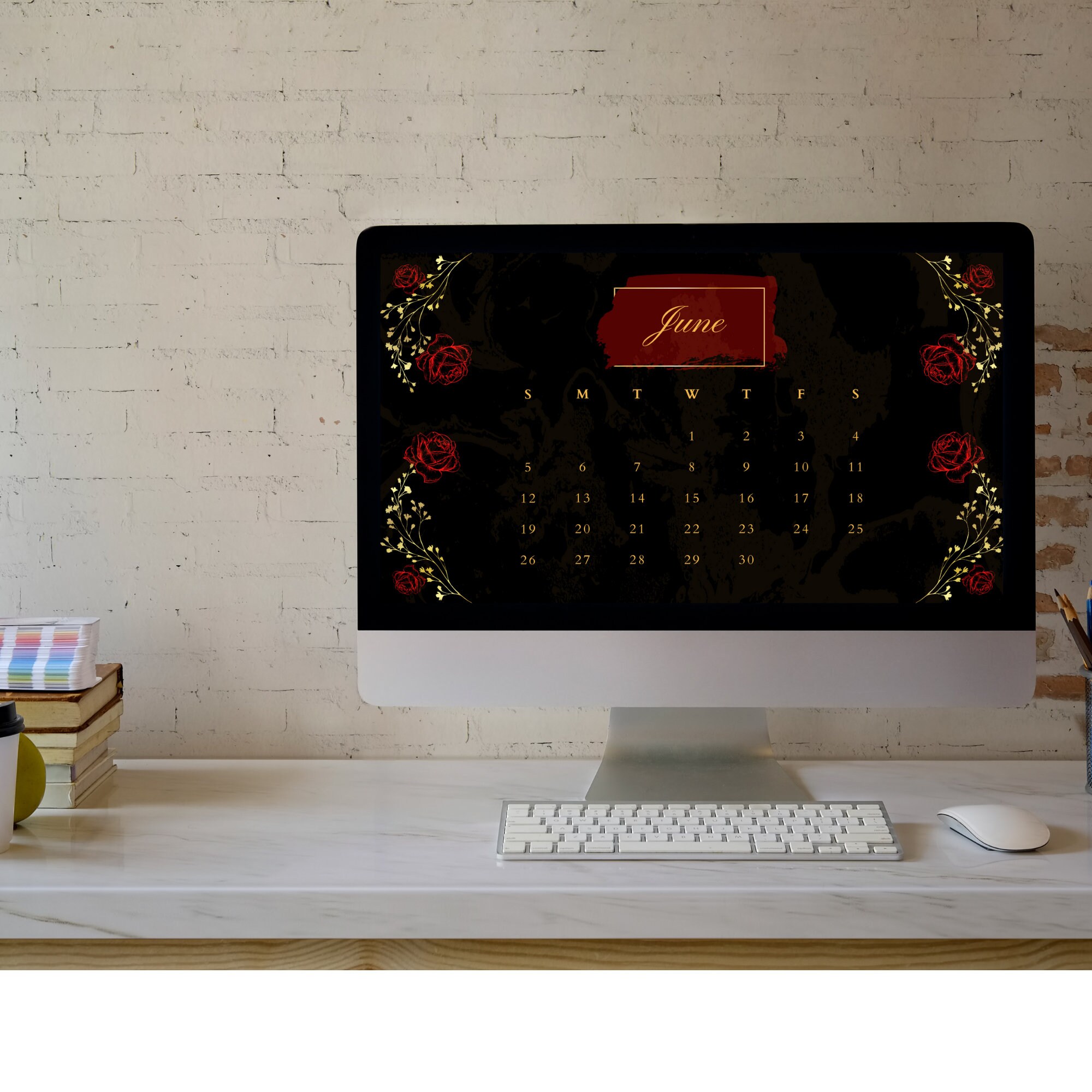 Rose & Gold Calendar DIGITAL Printable Calendar - Etsy