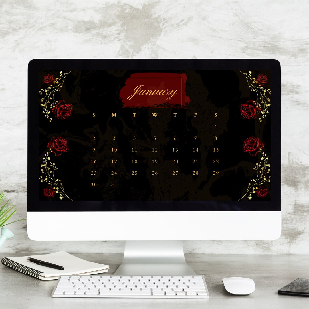 Rose & Gold Calendar DIGITAL Printable Calendar - Etsy